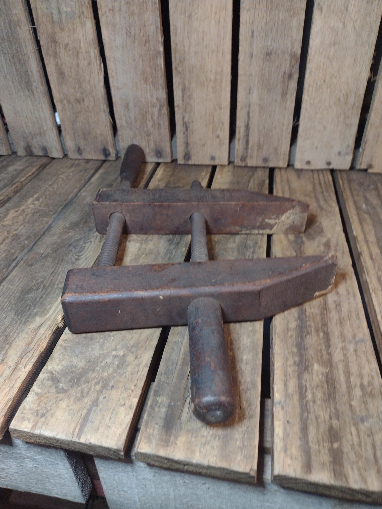 Vintage Wooden Hand Screw Clamp | 18” Woodworking Clamp | Old Shop Tool ...