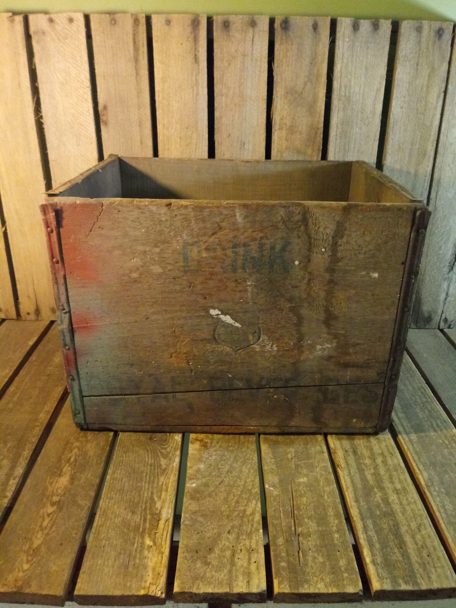 Vintage Wooden Crate • Rustic Farmhouse Storage Box • Primitive ...