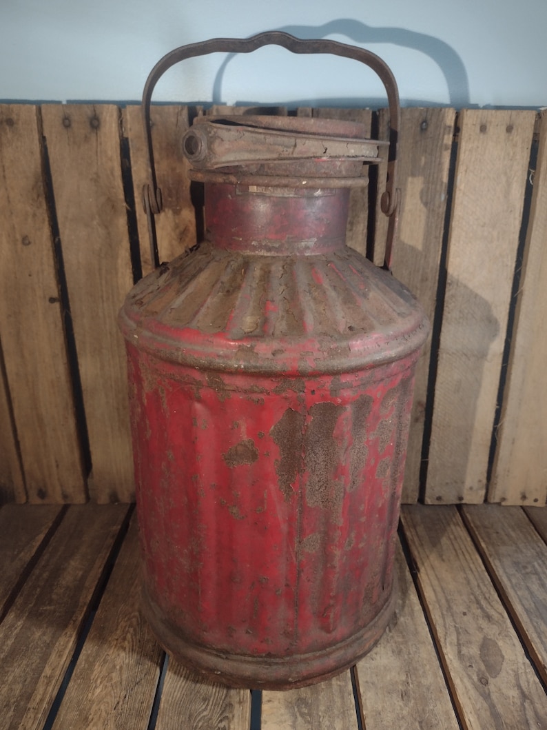 Vintage Shell Oil Gas Can: Rustic Red Metal Fuel Container - Etsy