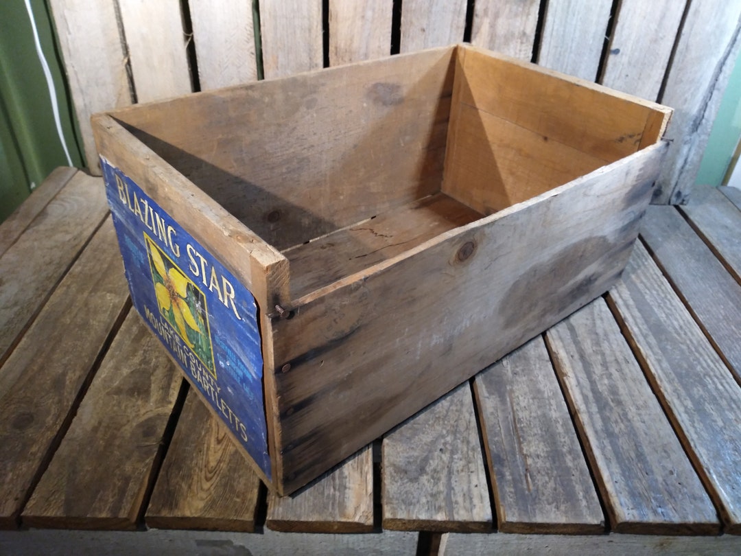 Vintage Wooden Crate – Large Distressed Rustic Farmhouse Storage Box ...