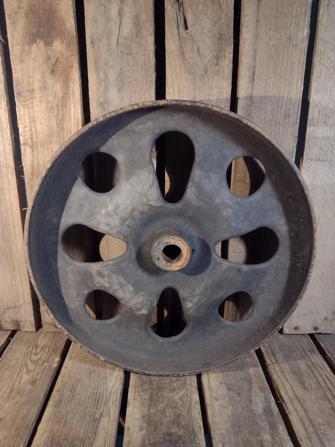 Vintage Cast Iron Industrial Wheel: Rustic Farmhouse Steampunk Decor ...