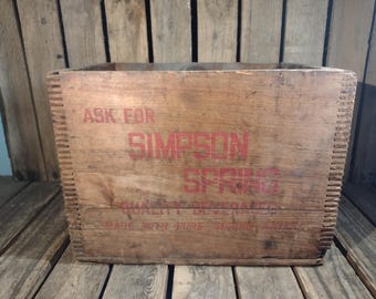 Vintage Crate, Vintage Simpson Springs Crate, Vintage Wooden Box, South ...