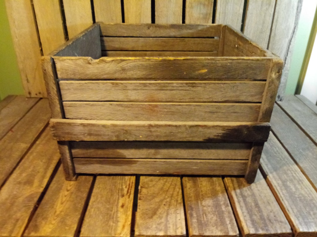 Vintage Wooden Cranberry Crate: Rustic Farmhouse Storage Bin (17x16x10 ...