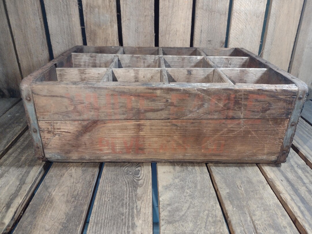 Vintage White Eagle Bottle Crate - Etsy