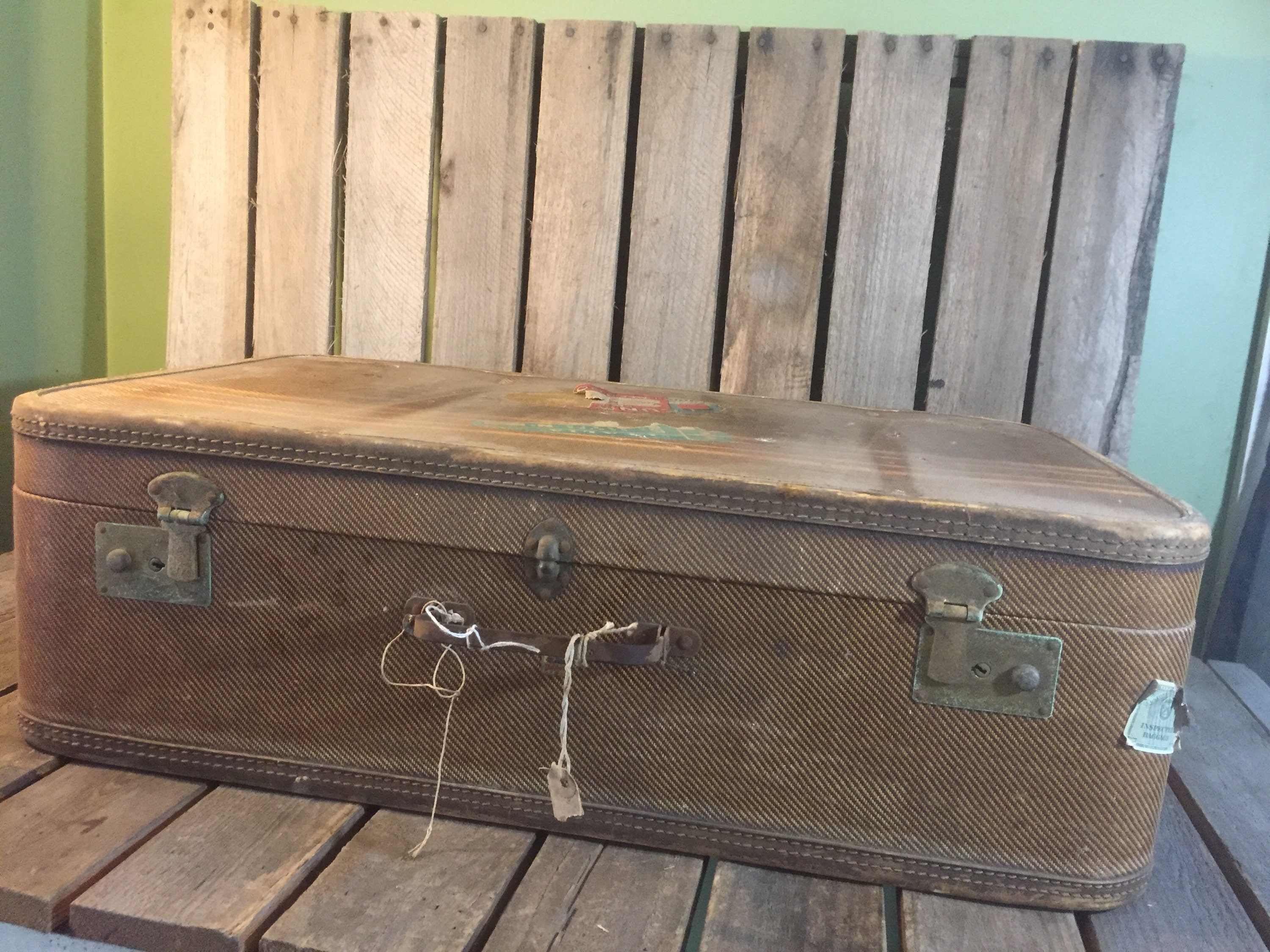 Vintage Belber Tweed Stripe Suitcase - Etsy