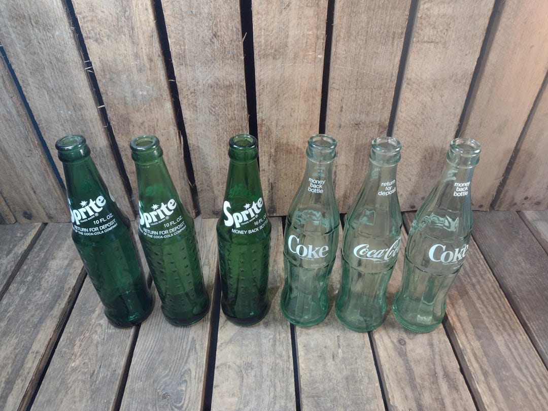 Vintage Coca-cola & Sprite Bottles: Embossed 10oz Soda Display Set - Etsy