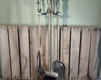 Vintage Solid Brass Fireplace Tool Set With Stand - Etsy