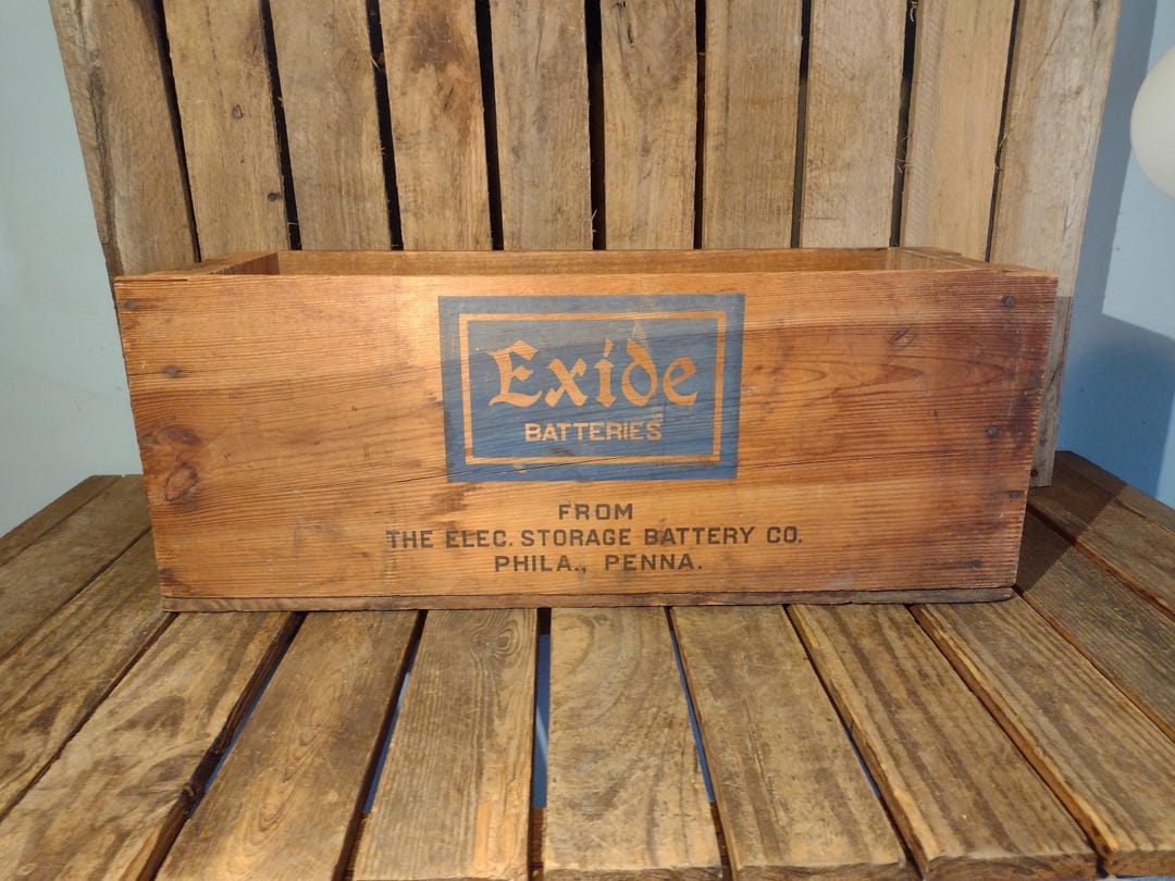 Vintage Exide Batteries Wooden Crate - Etsy