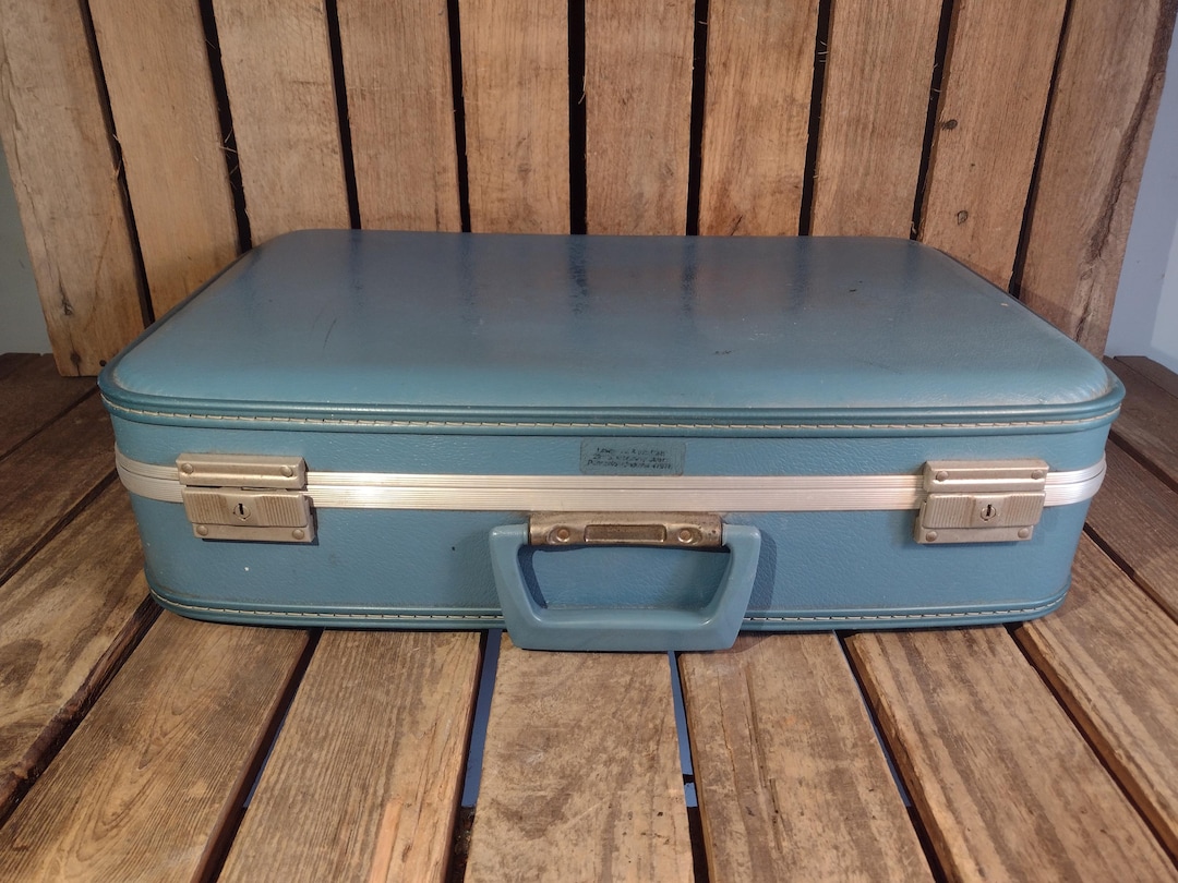 Small Vintage Blue Suitcase • Retro Travel Luggage • Decorative Storage ...