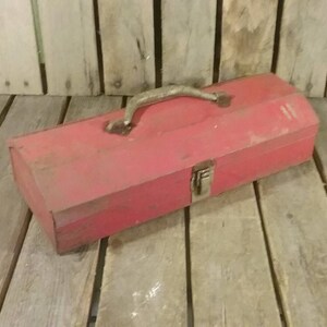 Vintage Red Metal Toolbox: Small Rusty Tool Box - Etsy