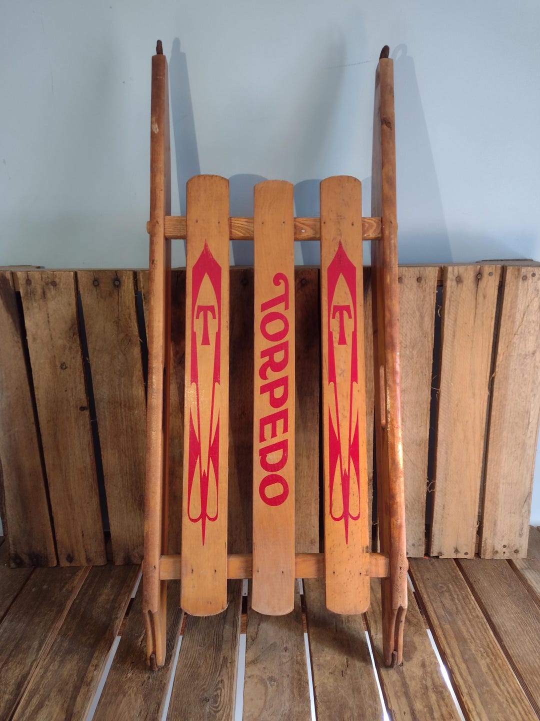 Vintage Wooden Torpedo Sled - Etsy