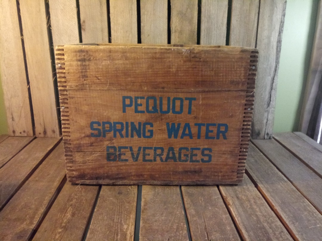 Vintage Pequot Spring Water Wooden Crate Beverage Box Rustic Farmhouse ...