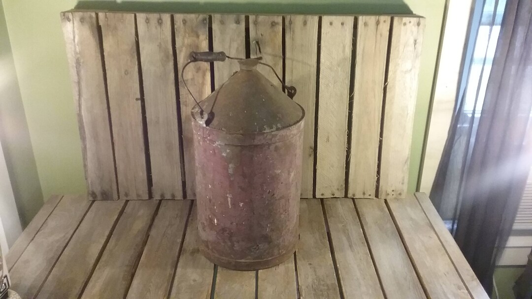 Vintage Metal Jug, Distressed Jug, Rusty Jug, Rusty Metal Can, Chippy ...