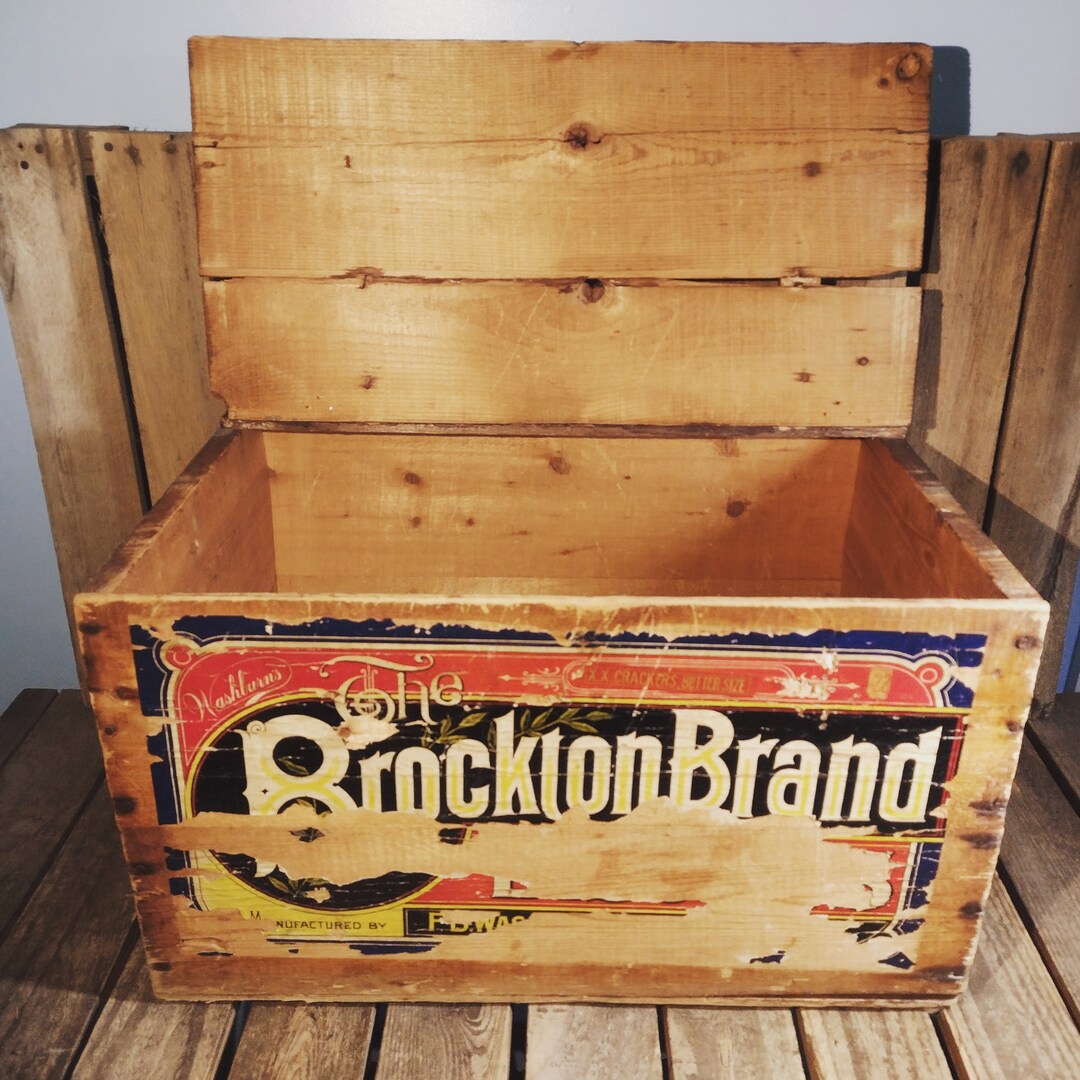 Antique Brockton Brand Crackers Crate - Etsy