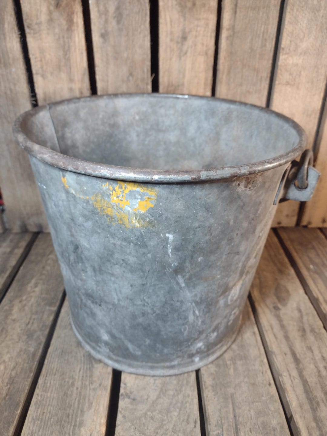 Galvanized Metal Bucket Pail With Wire Handle Rustic Farmhouse Decor 12 ...