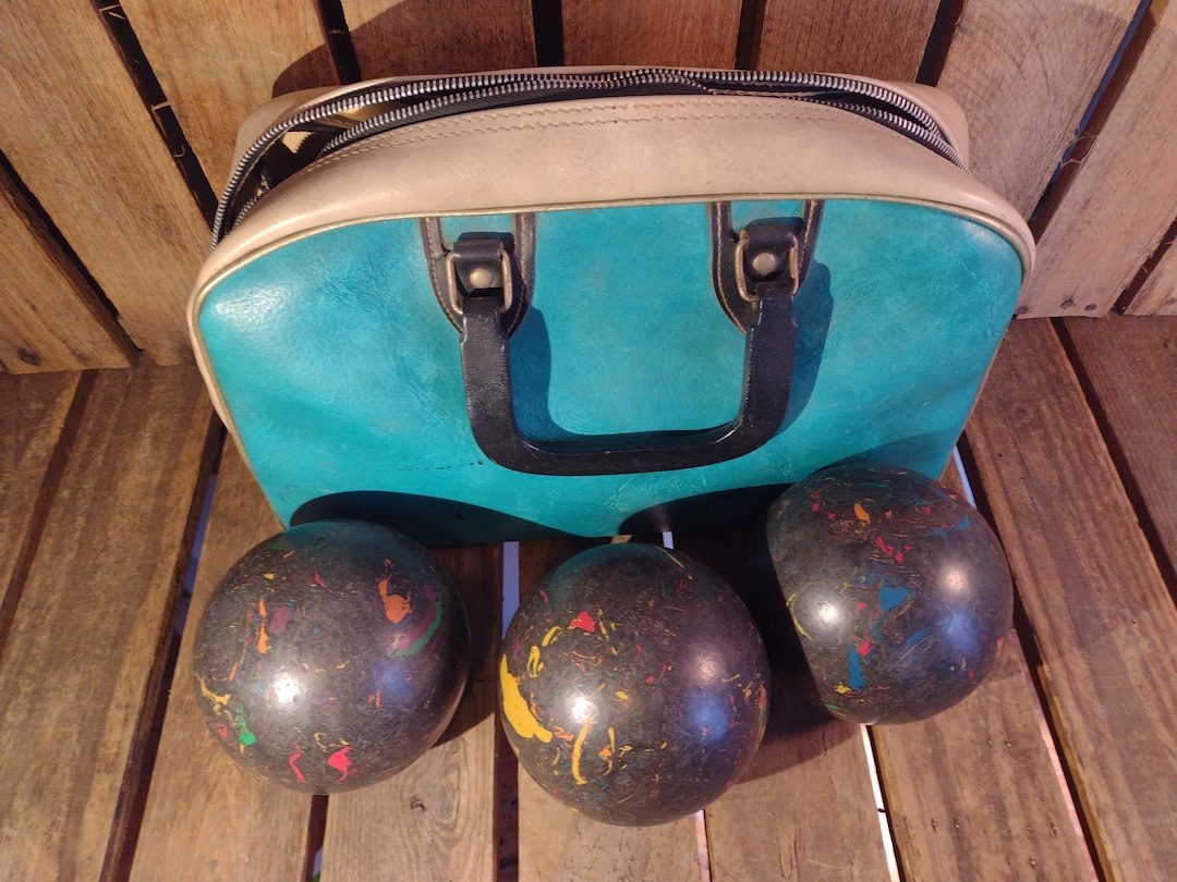 3 Vintage Bowling Balls With Bag - Etsy