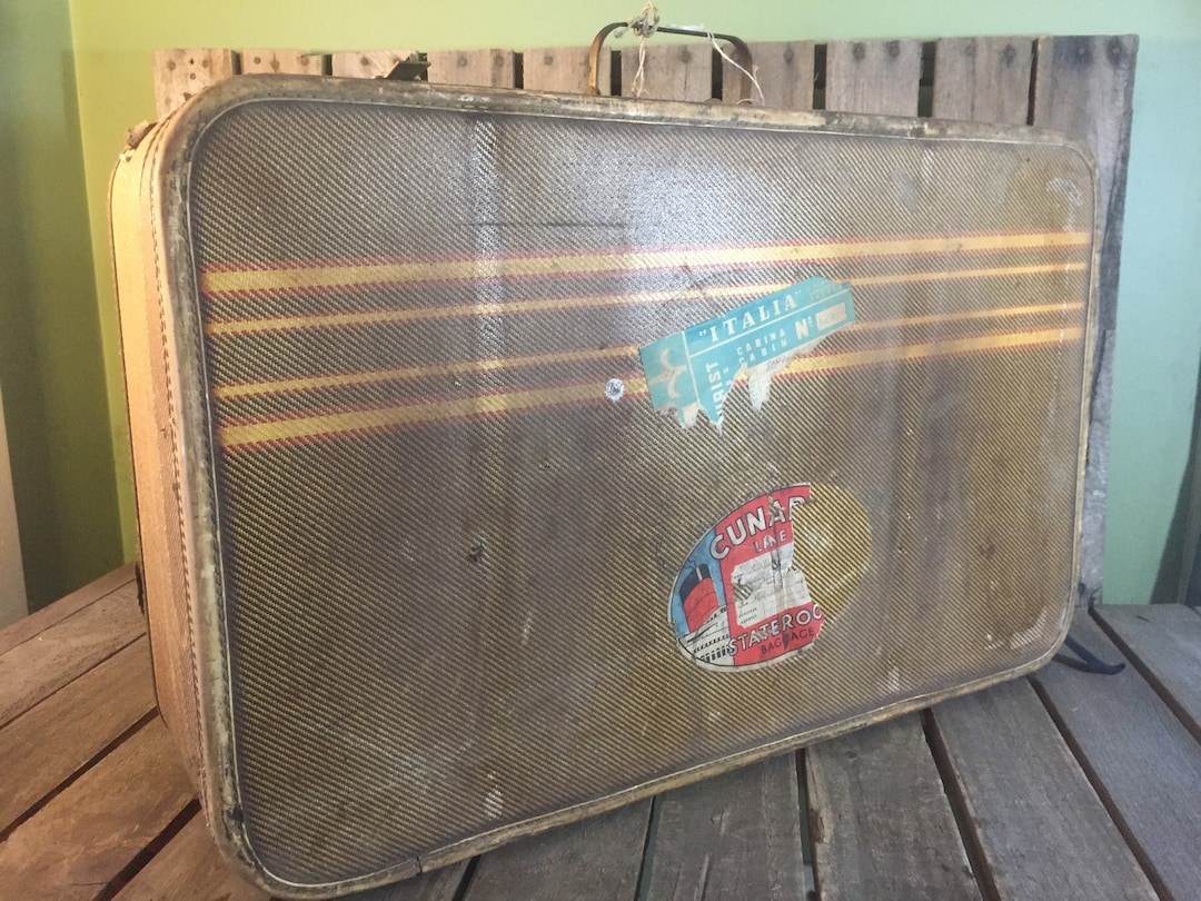 Vintage Belber Tweed Stripe Suitcase - Etsy