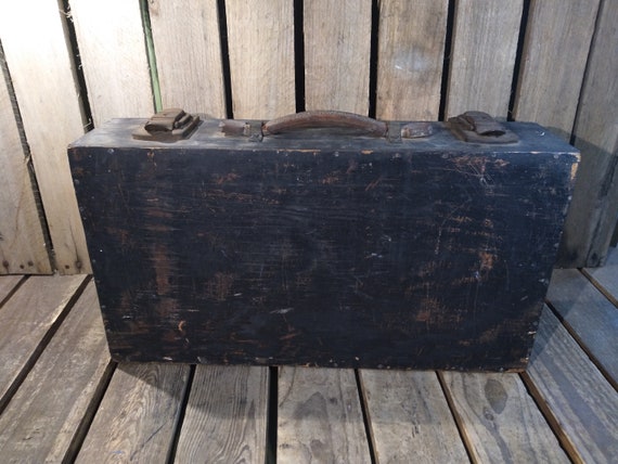 Antique Wooden Suitcase | Rustic Farmhouse Storage Bo… - Gem