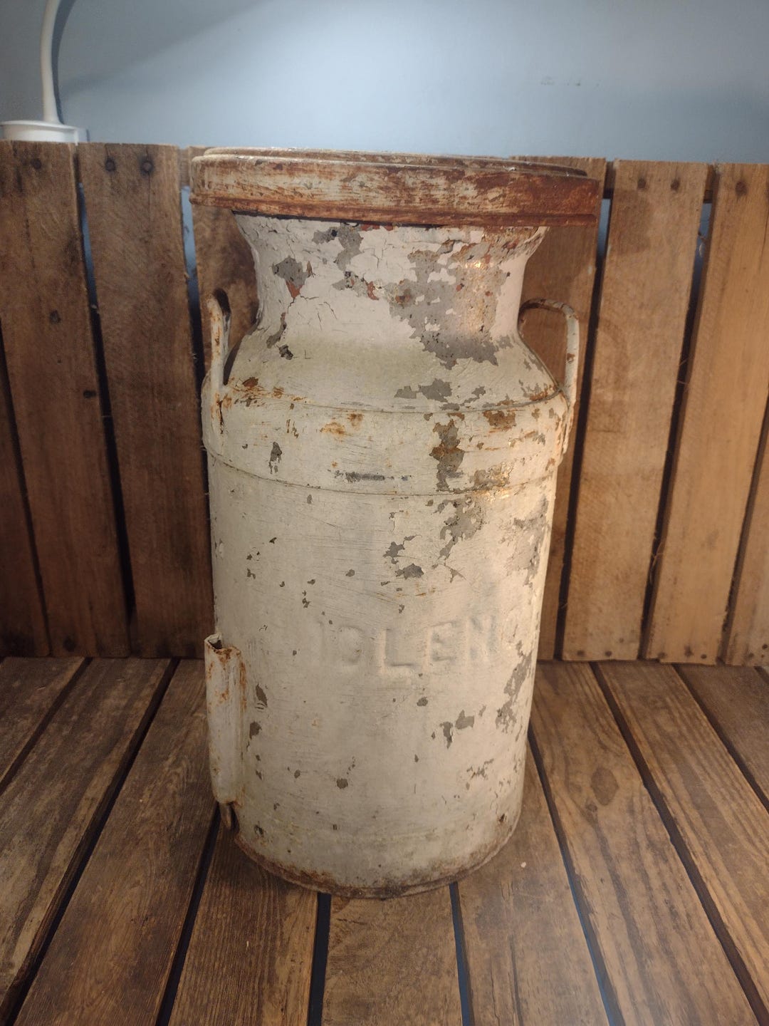 Vintage White Dairy Milk Can – Rustic Farmhouse Metal Milk Jug - Etsy