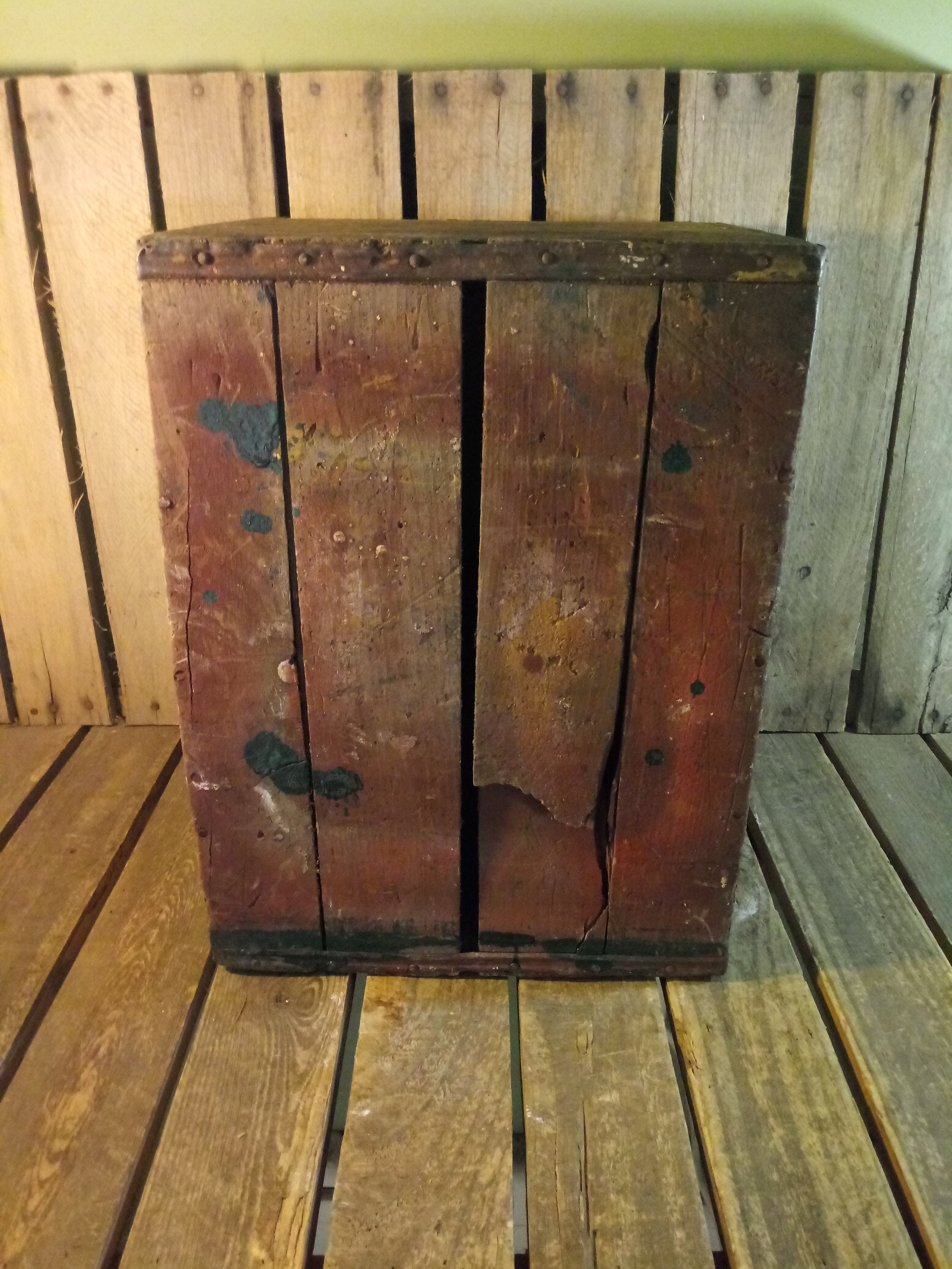Vintage Wooden Crate • Rustic Farmhouse Storage Box • Primitive ...