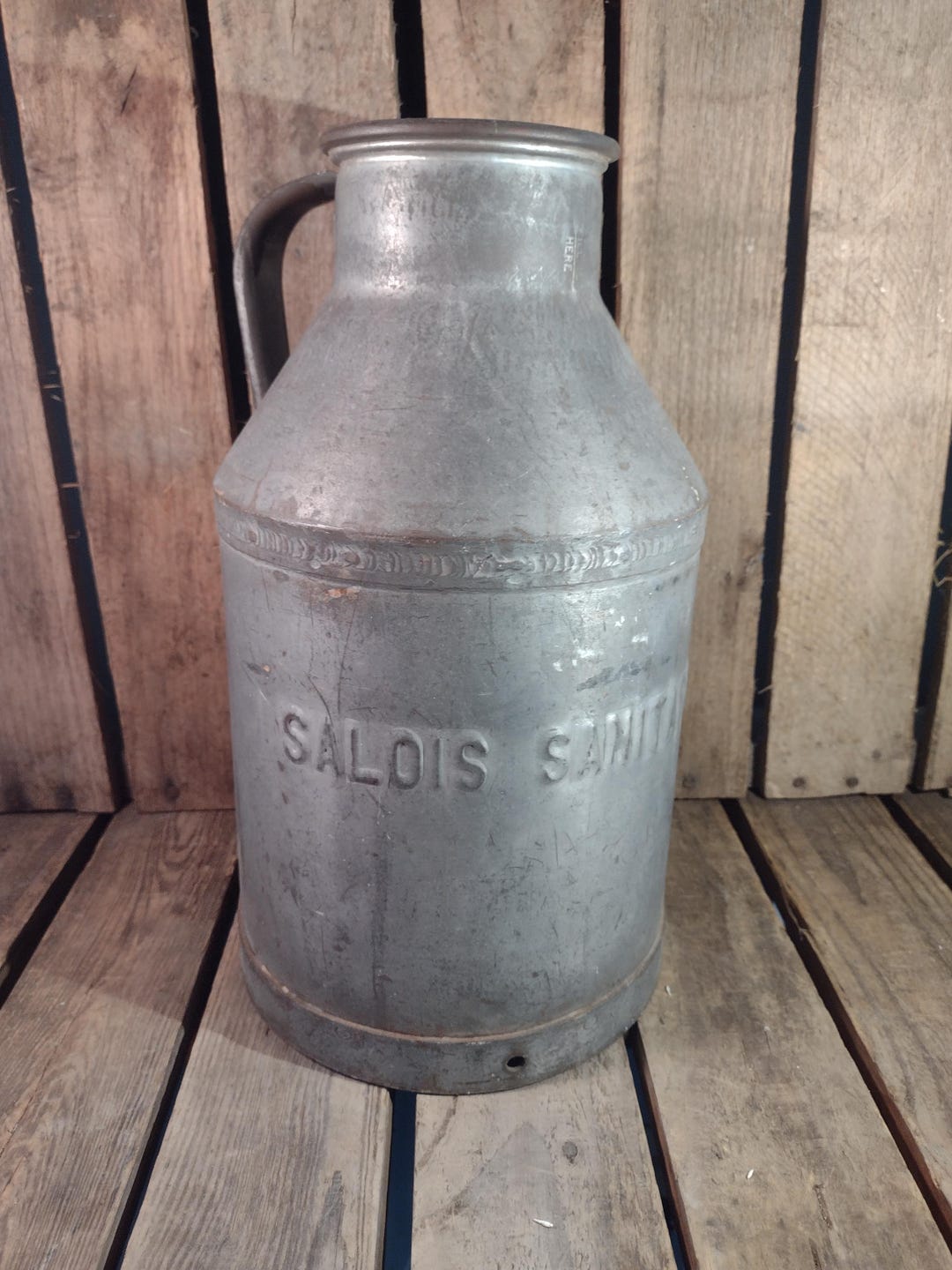 Vintage Galvanized Metal Milk Can: Rustic Farmhouse Decor (14x8x8 ...