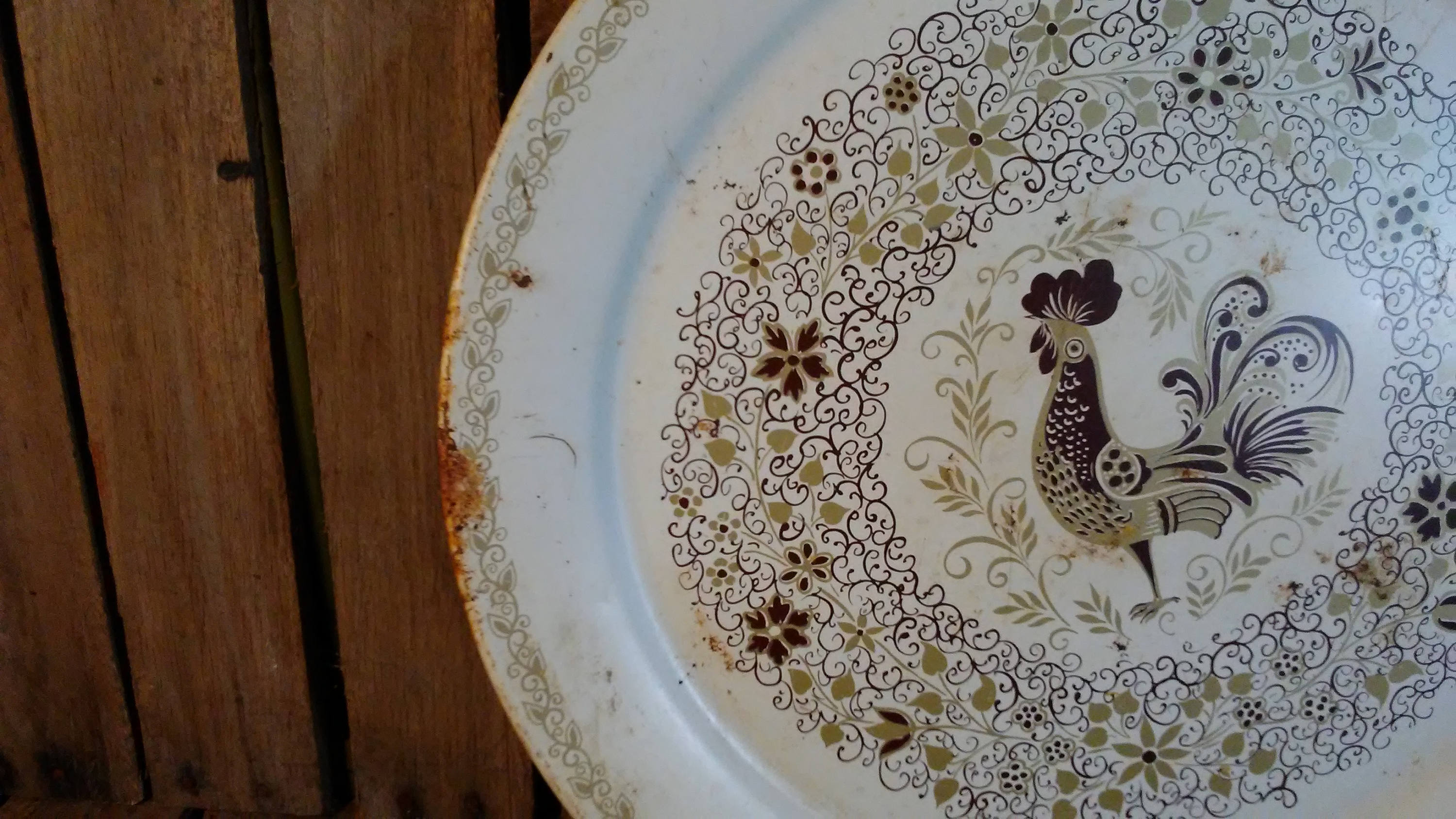 Metal Rooster Plate Large Metal Rusty Rooster Plate | Etsy