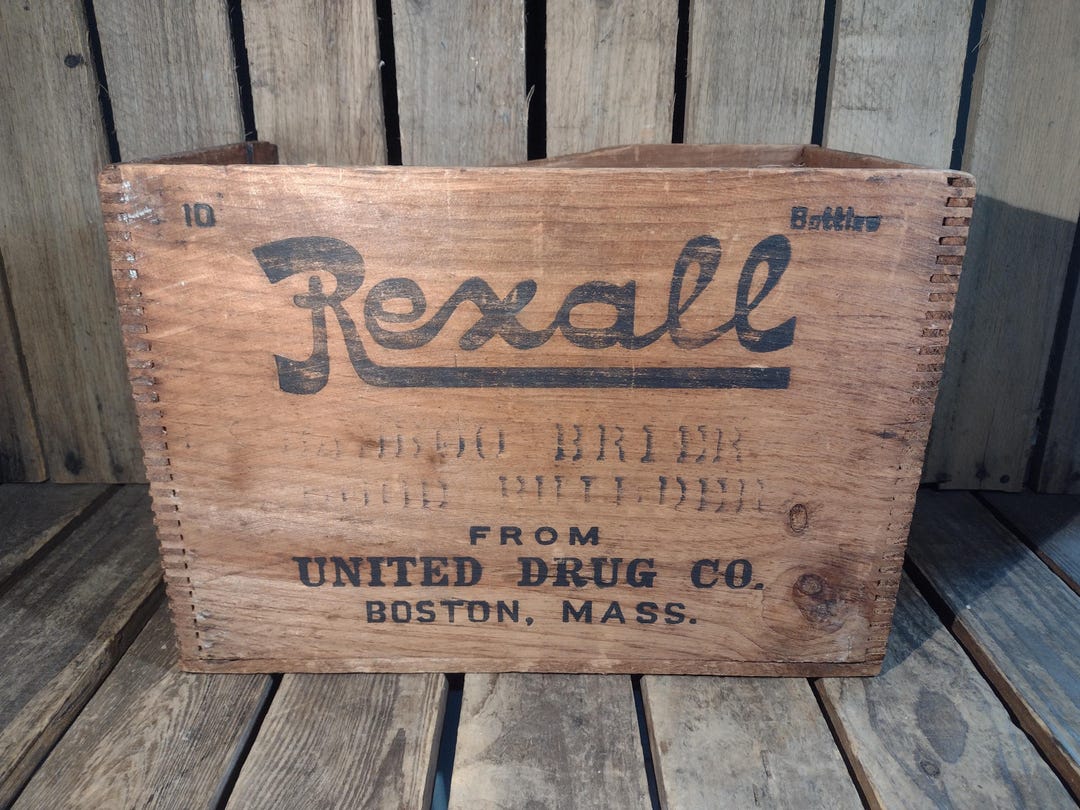 Antique Rexall Wooden Bottle Crate - Etsy