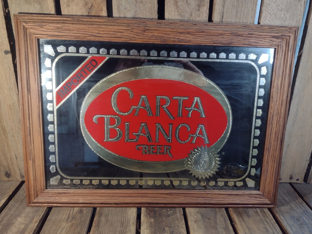 Vintage Carta Blanca Beer Mirror Sign 21x15 Collectible Bar Pub Wall ...