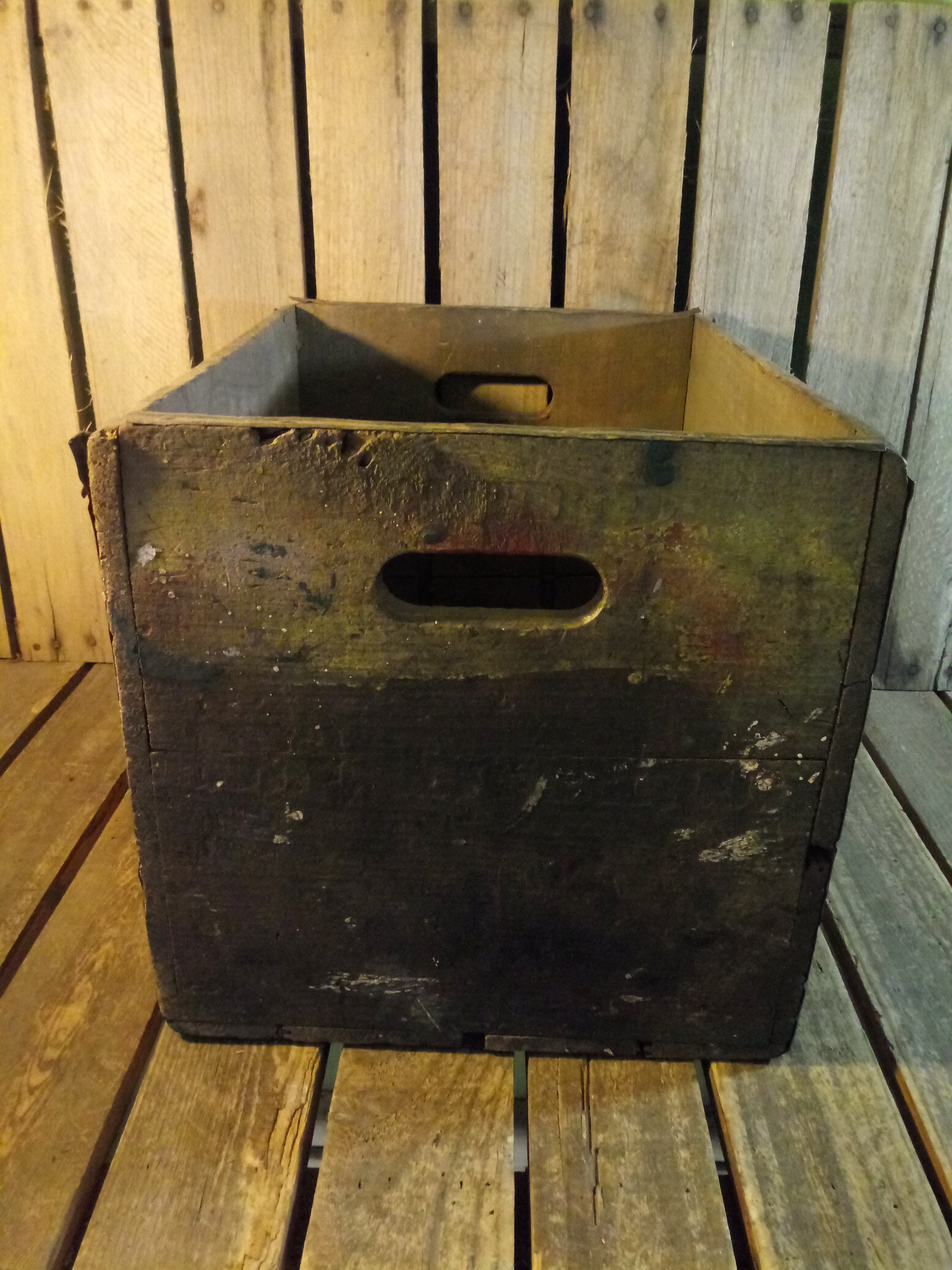 Vintage Wooden Crate • Rustic Farmhouse Storage Box • Primitive ...