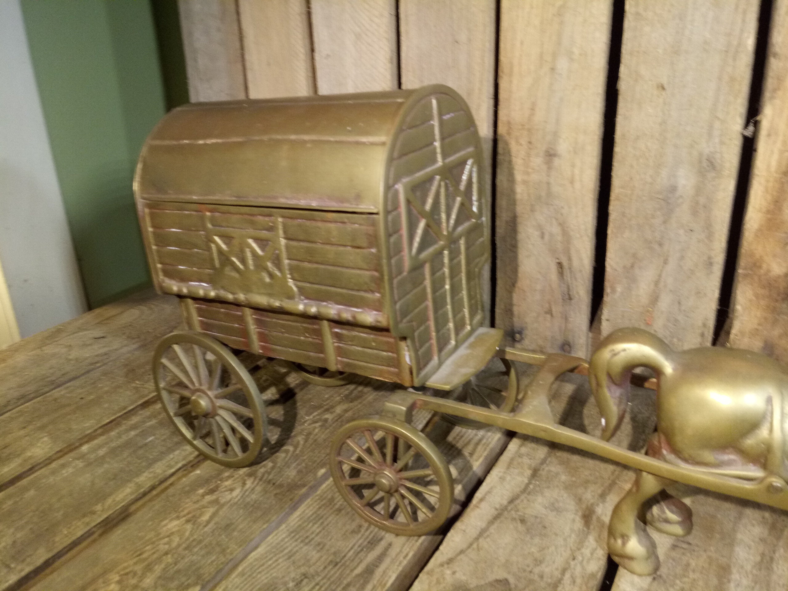 Brass Horse and Wagon - Etsy