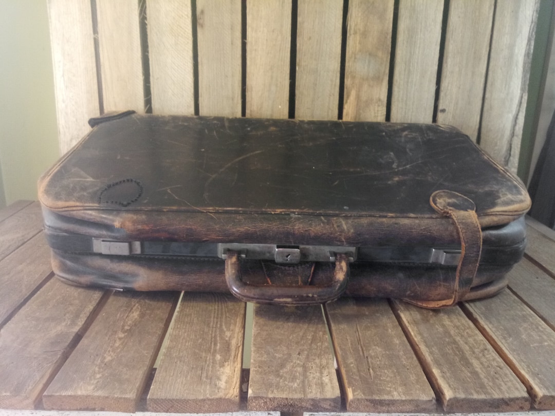 Vintage Leather Bag, Wornout Distressed Vintage Suitcase - Etsy