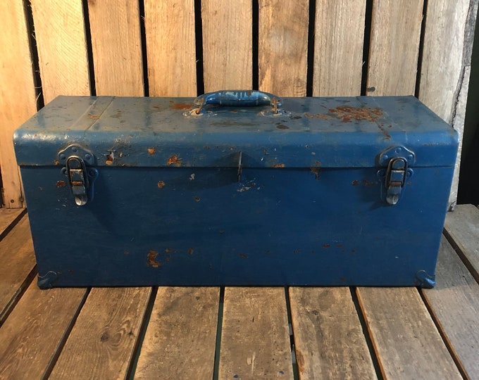 Vintage Large Blue Toolbox - Etsy