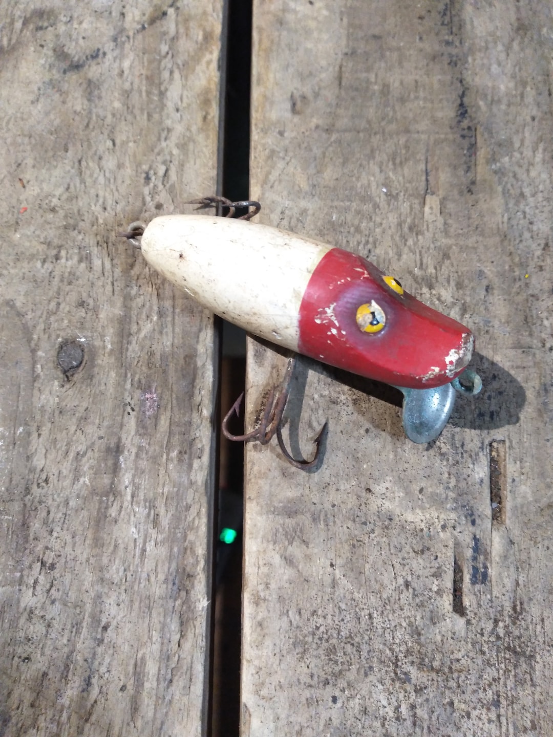 Vintage Wooden Fishing Lure: Red & White Rustic Cabin Decor - Etsy