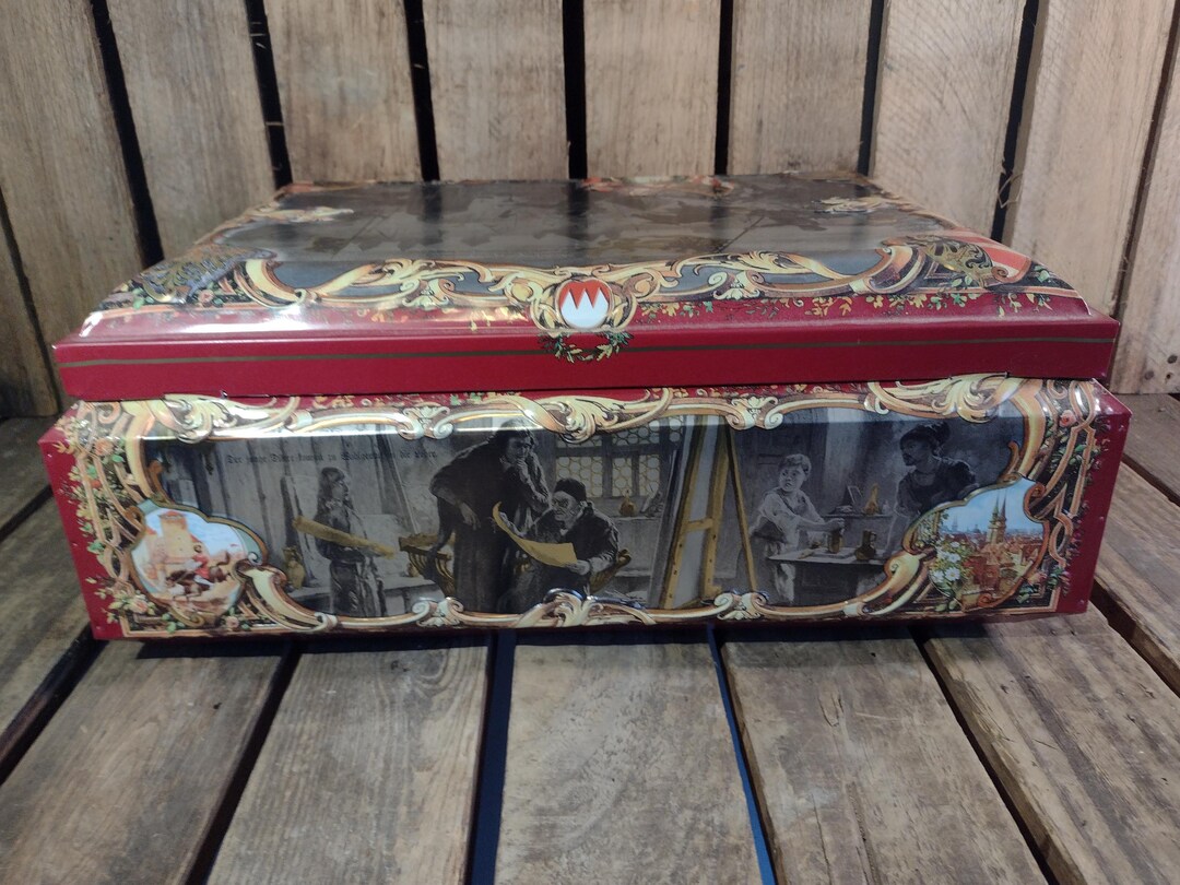Large Vintage Tin Box - Etsy