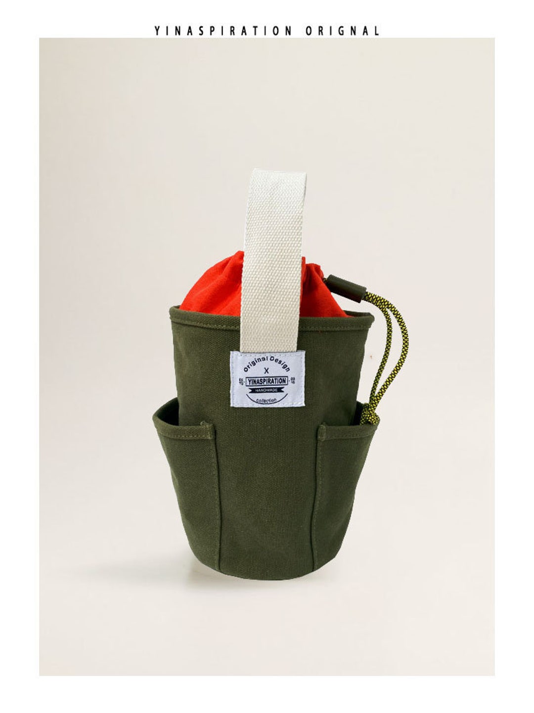 Small Canvas Bucket Bag Durable Hand Crafted Handbag Handle Bag Bucket ...