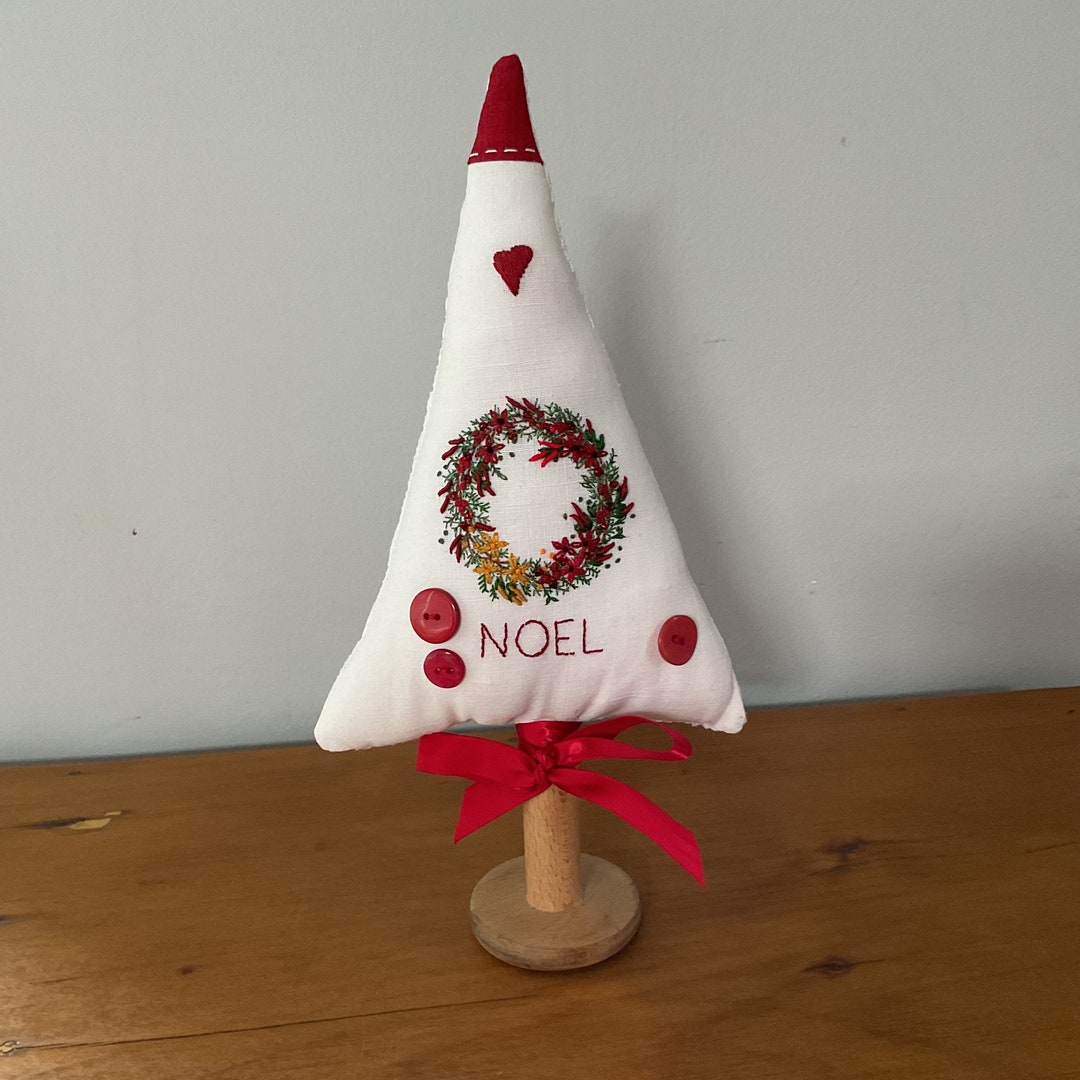Wooden Bobbin Christmas Tree, Fabric Tree, Tree Decoration, Vintage ...