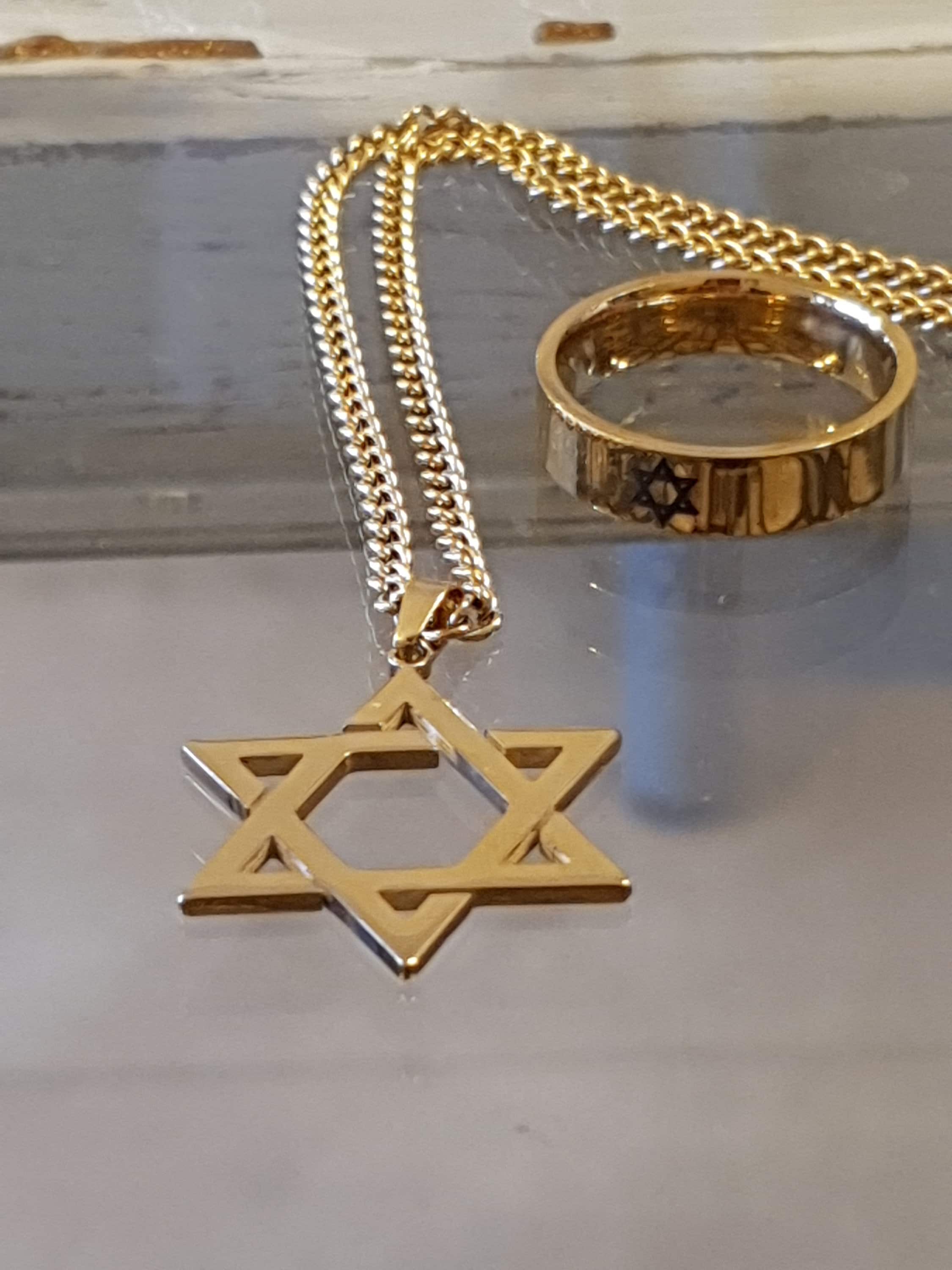 Gold Star of David, Large Star of David, Jewish Pendant, Kabbalah ...