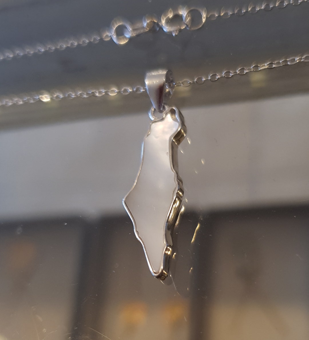 Shell Israel Map Pendant, Tiny Israel Map Pendant, Israel Gift, Silver ...