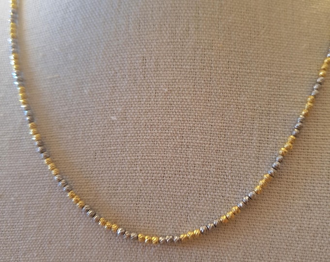Two-tone Bead Necklace: 14K Gold & 925 Silver Diamond Cut Balls - Etsy