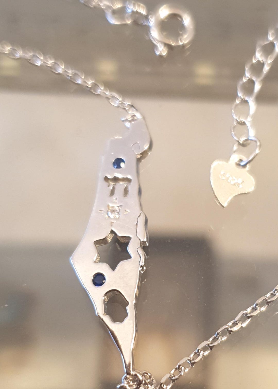 Sterling Silver Israel Map , Chai Star of David Bracelet, Jewish ...
