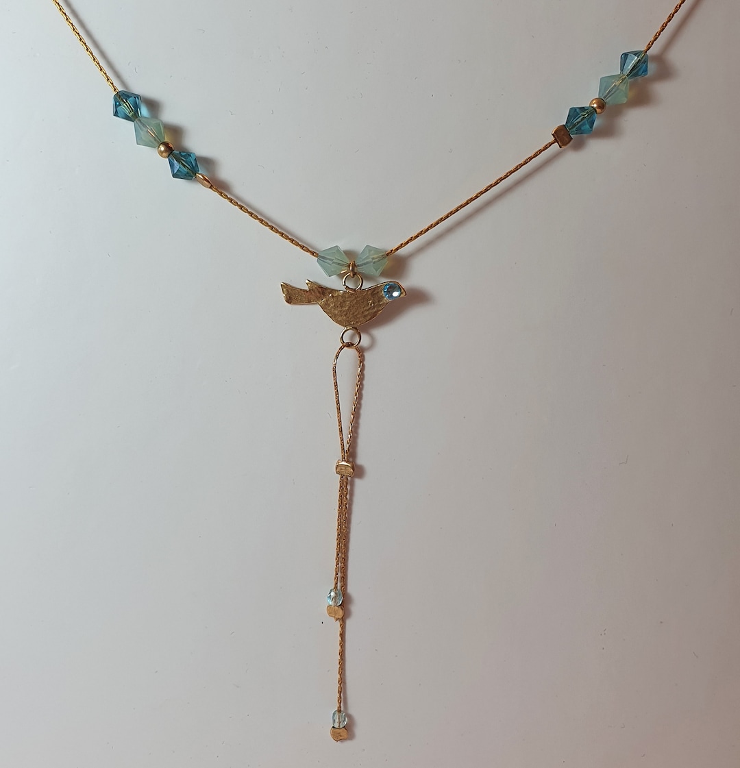 Dove Necklace, Light Blue Bird Pendant, Goldfilled Pigeon Pendant, Tie ...