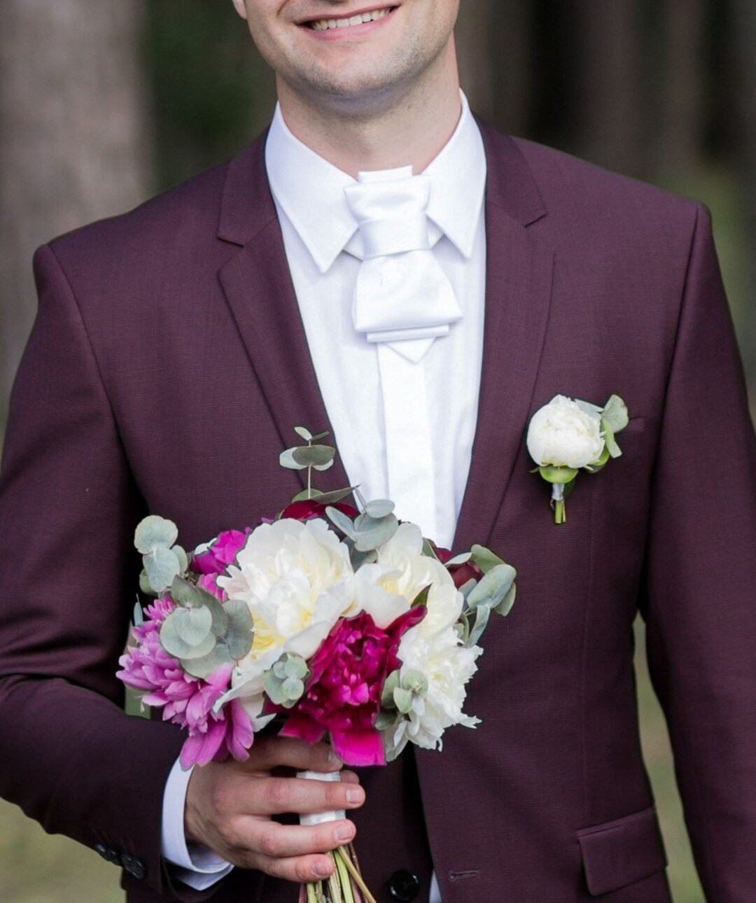 Handmade Luxury White Viscose Necktie – Unique Design for Grooms ...