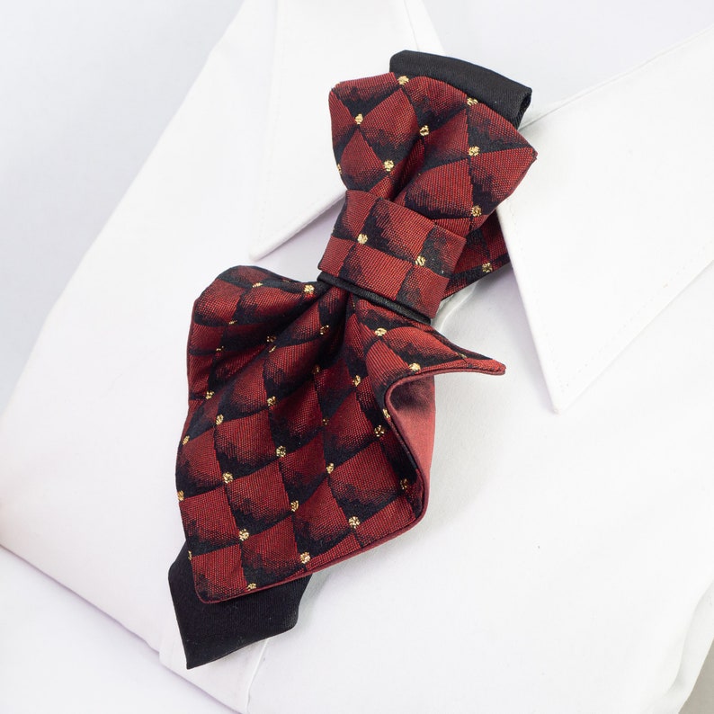 Burgundy Diamond Jabot Bow Tie – Elegant Women’s Neck Accessory ...