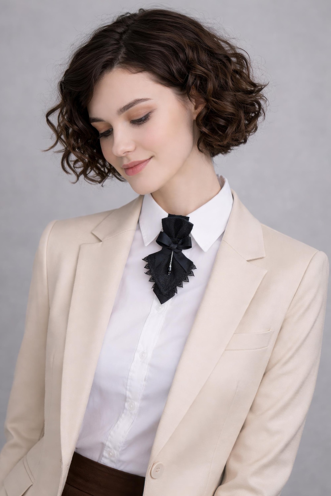 Black Linen Necktie for Women: Handmade Pre-tied "swallow" Design - Etsy