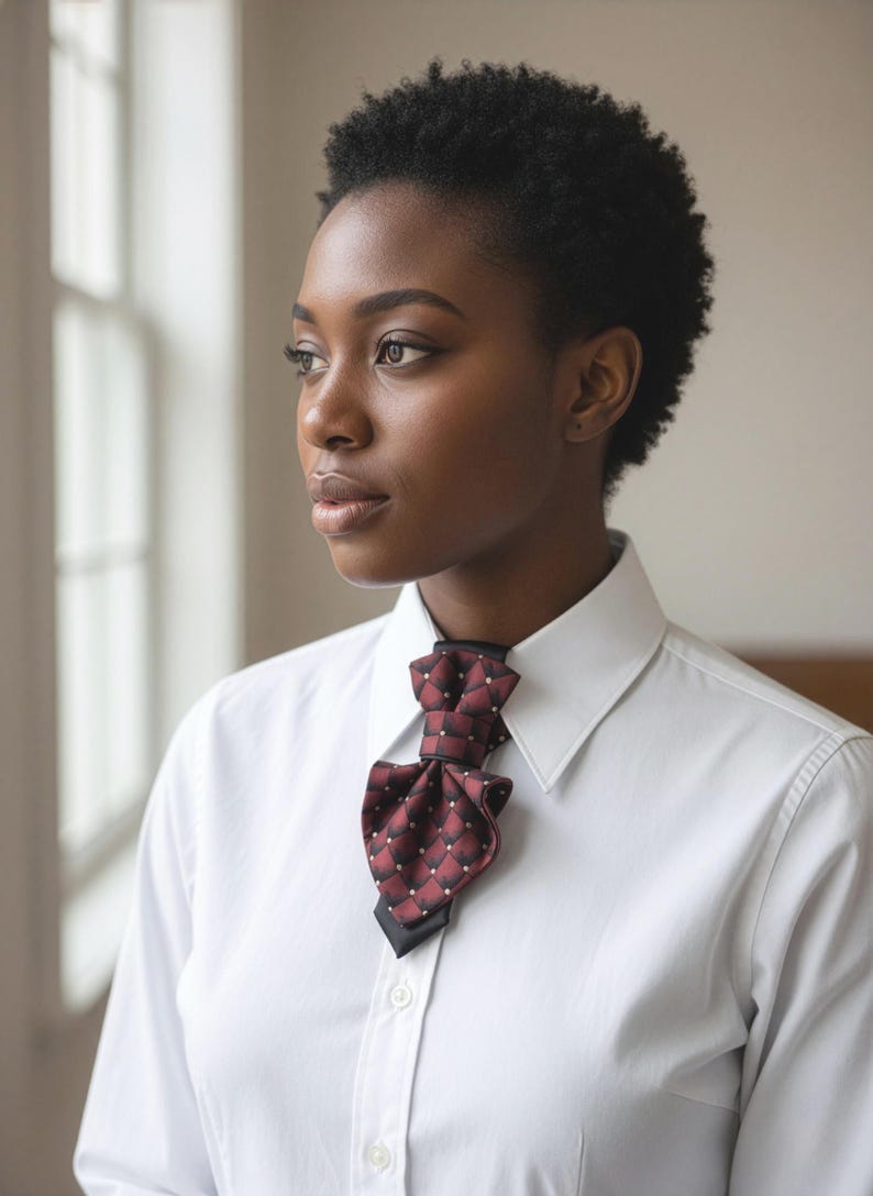 Burgundy Diamond Jabot Bow Tie – Elegant Women’s Neck Accessory ...