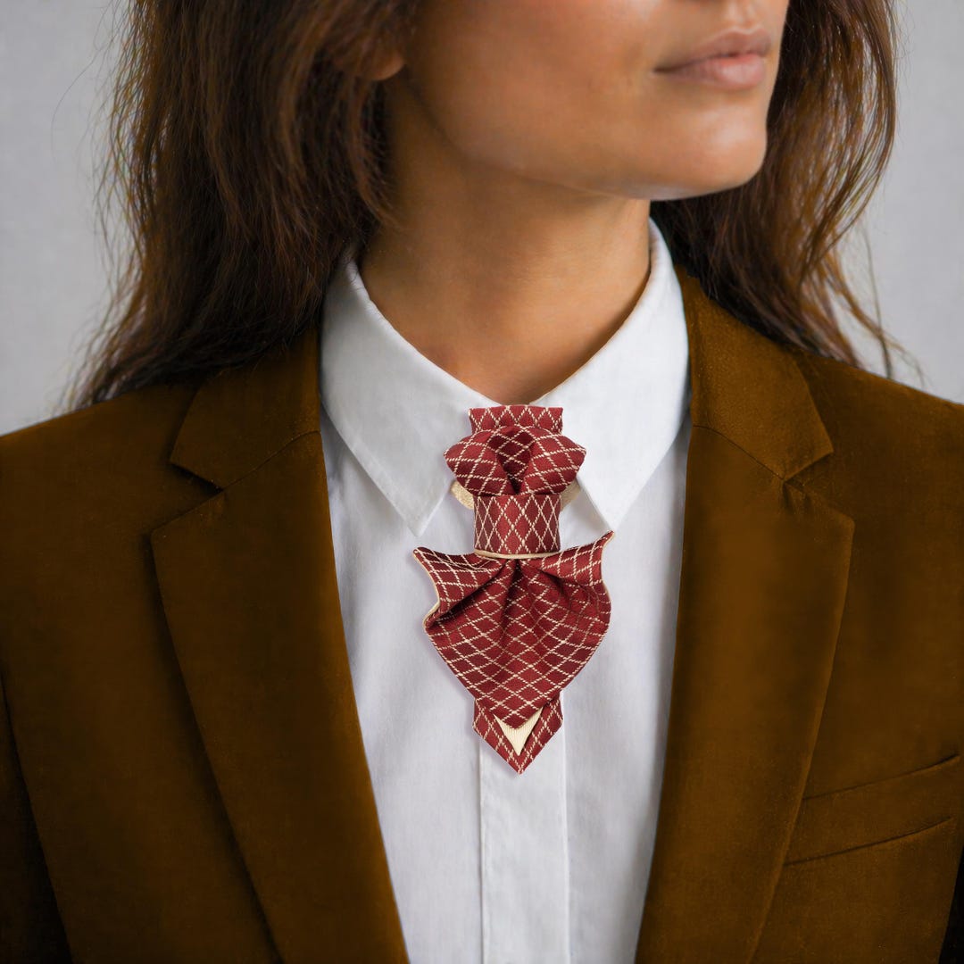Handmade Women's Jabot Necktie | Elegant Statement Bow Tie | Unique ...