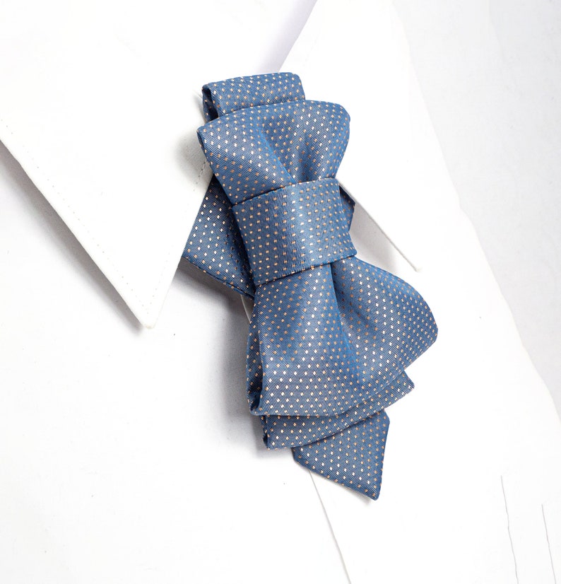 Blue Polka Dot Wedding Necktie | Handmade Men's Elegant Bow Tie ...