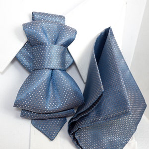 Blue Polka Dot Wedding Necktie | Handmade Men's Elegant Bow Tie ...