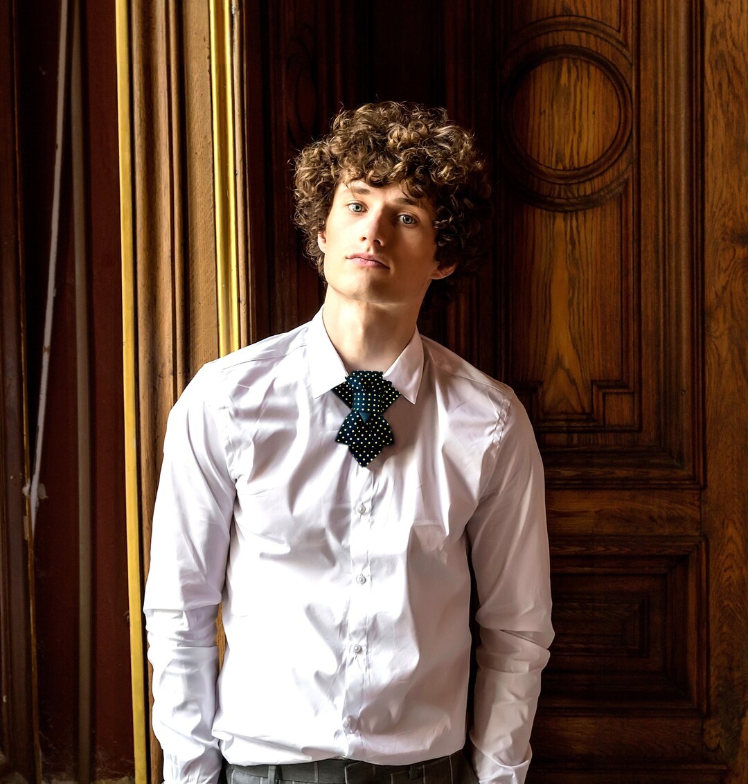 Dark Blue Polka Dot Bow Tie – Handmade Wedding Accessory by Ruty Design ...