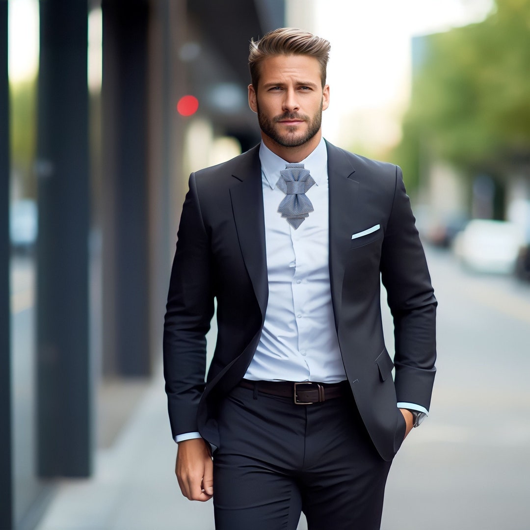 Pajarita azul creativa con lunares, corbata de boda original, corbata ...